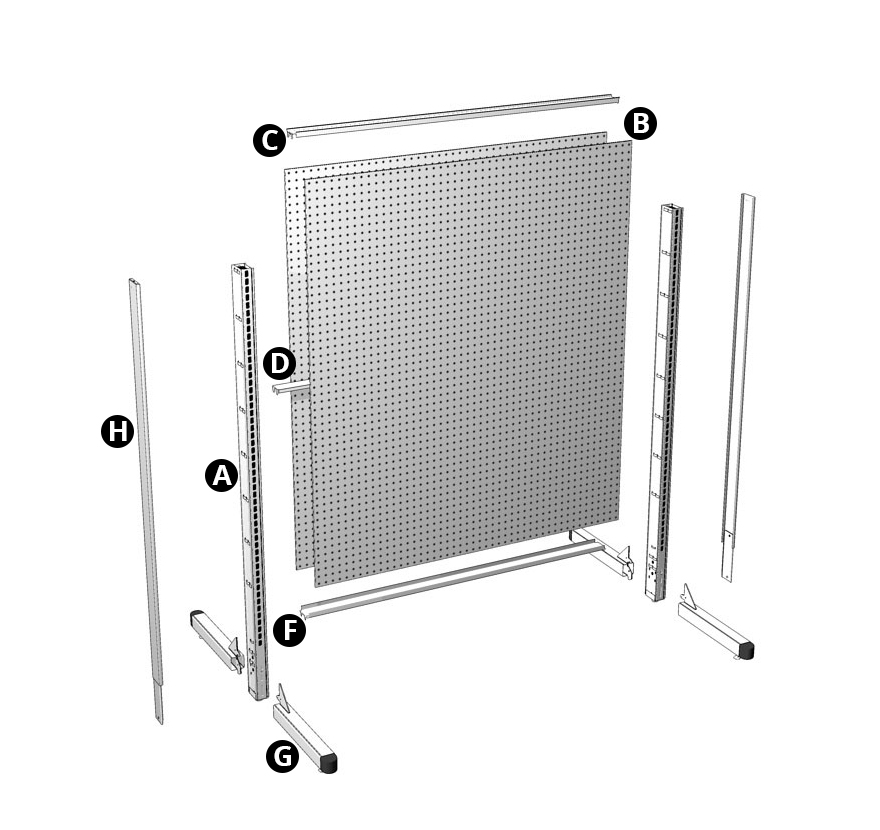 Lozier Leveler T-Leg Sections Category | Advance Displays Product Archive